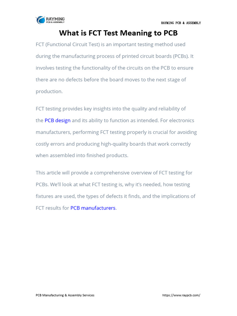 What Is FCT Test Meaning To PCB | Download Free PDF | Printed Circuit ...