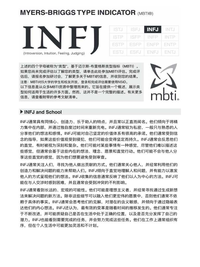 加拿大大学关于INFJ学习就业分析报告 | PDF