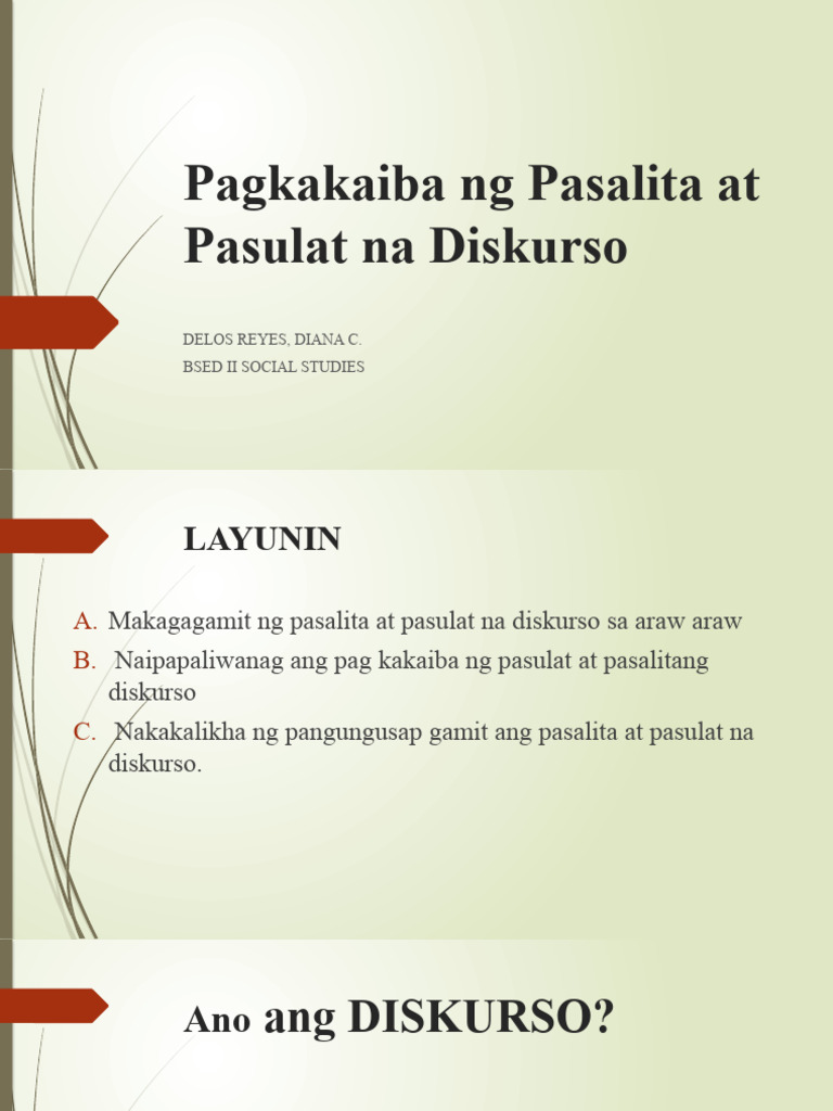 Pagkakaiba Ng Pasalita At Pasulat Na Diskurso Pdf