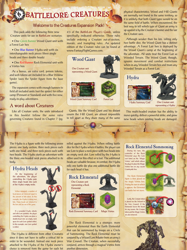 Battlelore Creatures Rulebook | PDF | Gaming | Tabletop Games