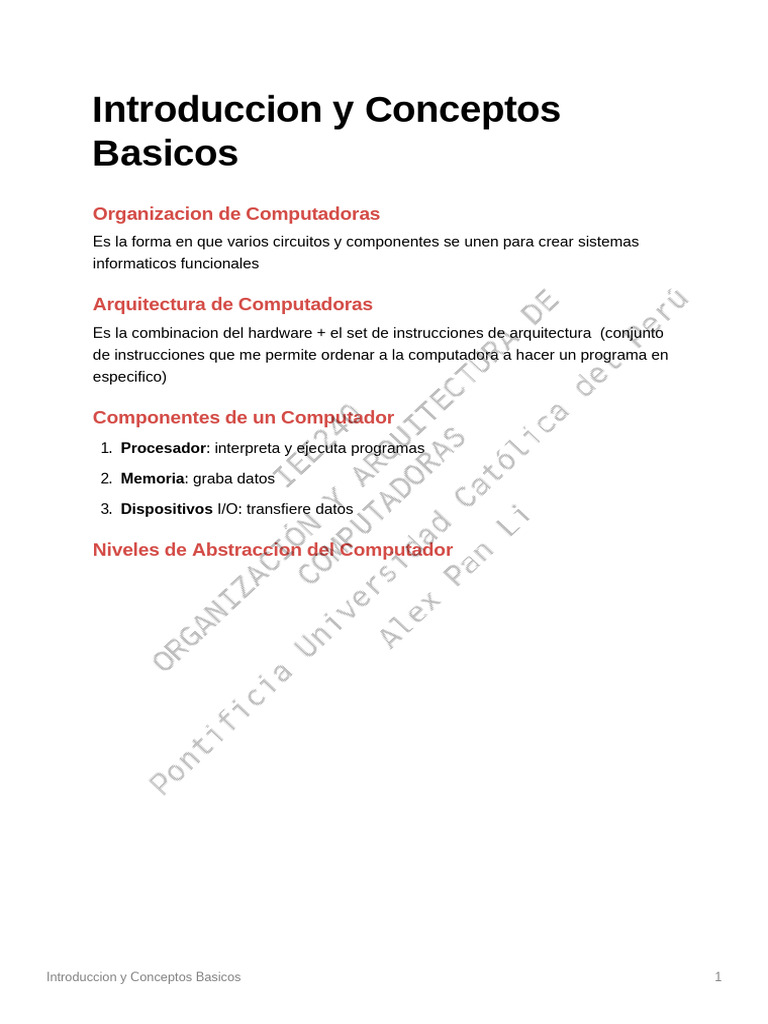Introduccion y Conceptos Basicos | PDF | Almacenamiento de datos de la computadora | Hardware de ...