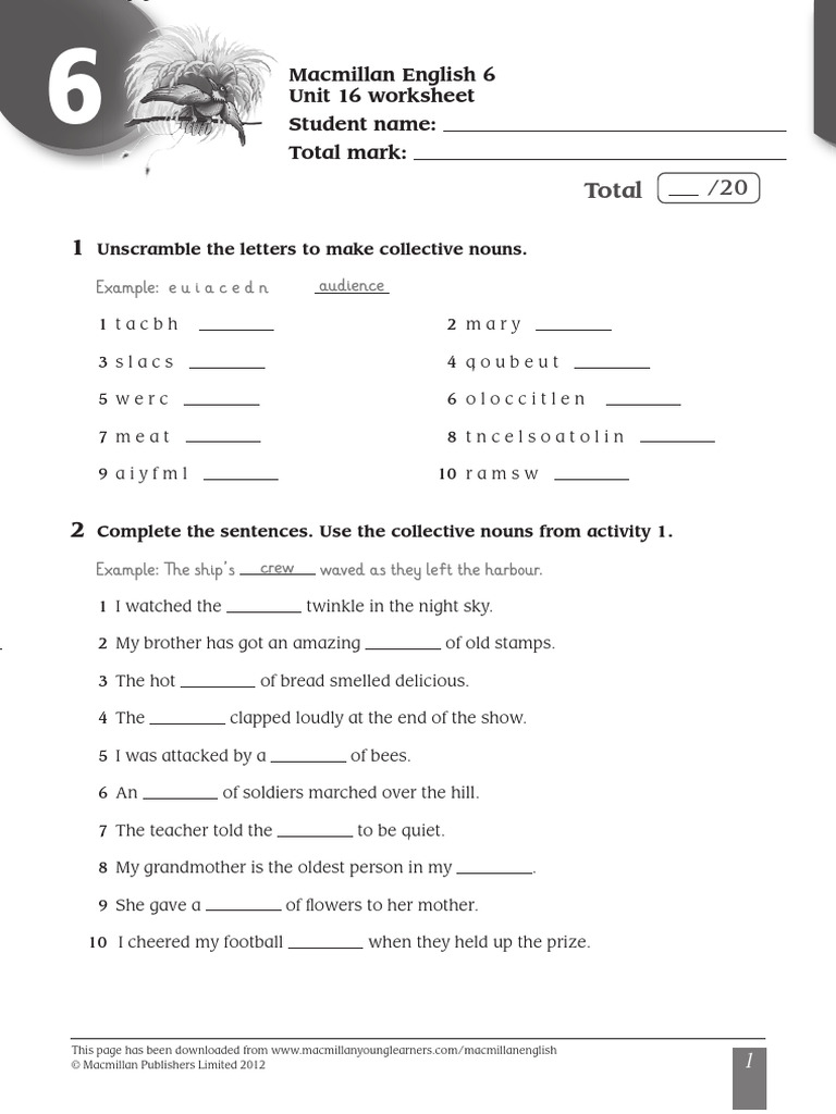 Macmillan English 6: Unit 16 Worksheet | PDF