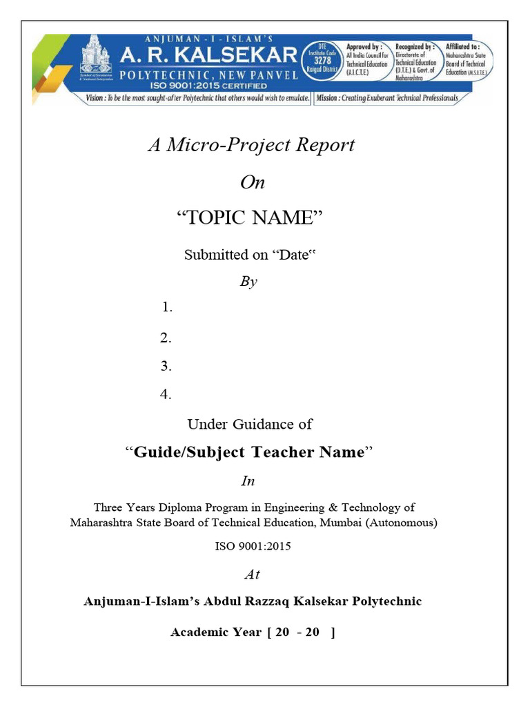 DTE Microproject Format | PDF | Written Communication | Writing