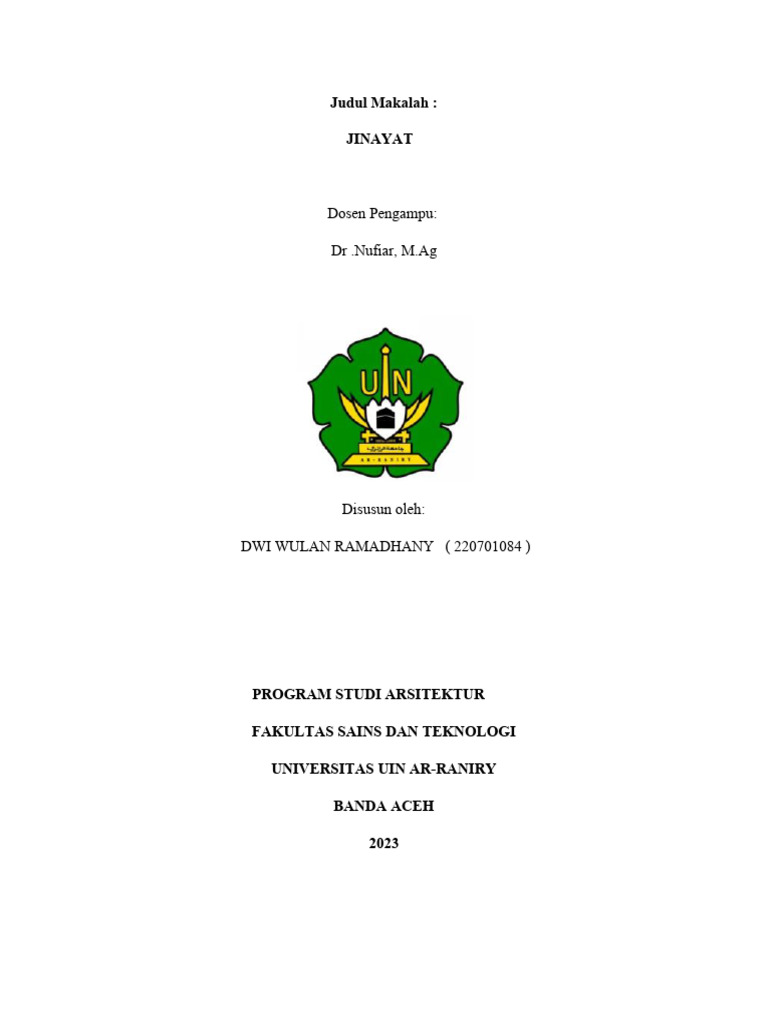 Jinayat dan Penerapannya di Aceh | PDF | Ilmu Sosial | Agama ...