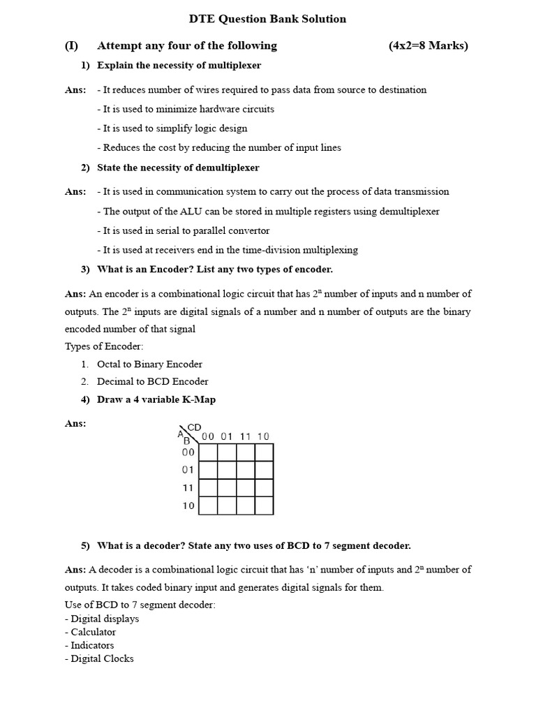 DTE Question Bank Solution | PDF | Computer Data | Computer Hardware