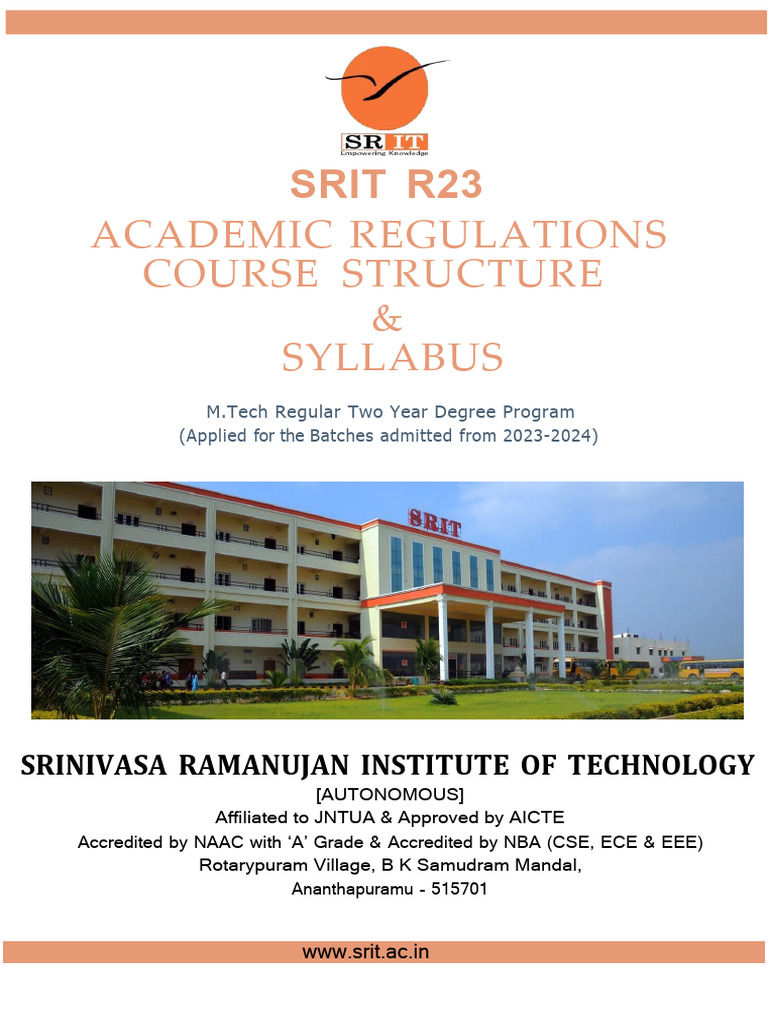 M.Tech - SRIT R23 - Syllabus - I SEM | PDF | Smart Grid | Electric Vehicle
