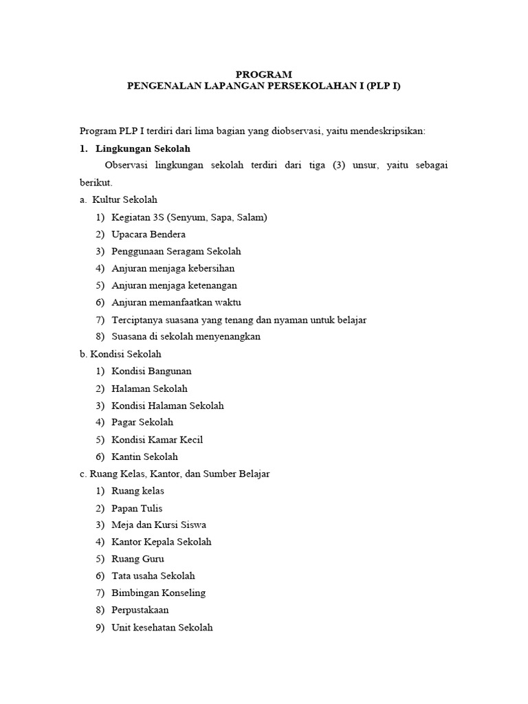 Panduan Program PLP 1 | PDF