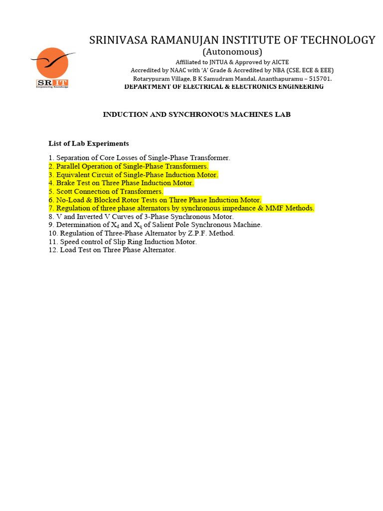 Ism Lab | PDF | Electric Motor | Transformer
