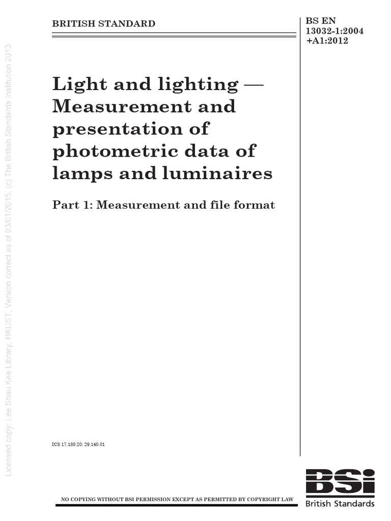 Light and Lighting - Measurement and Presentation of Photometric Data ...