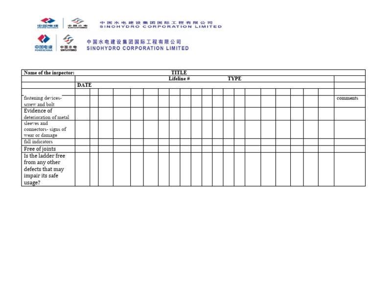 Hep Lifeline Inspection Checklist | PDF