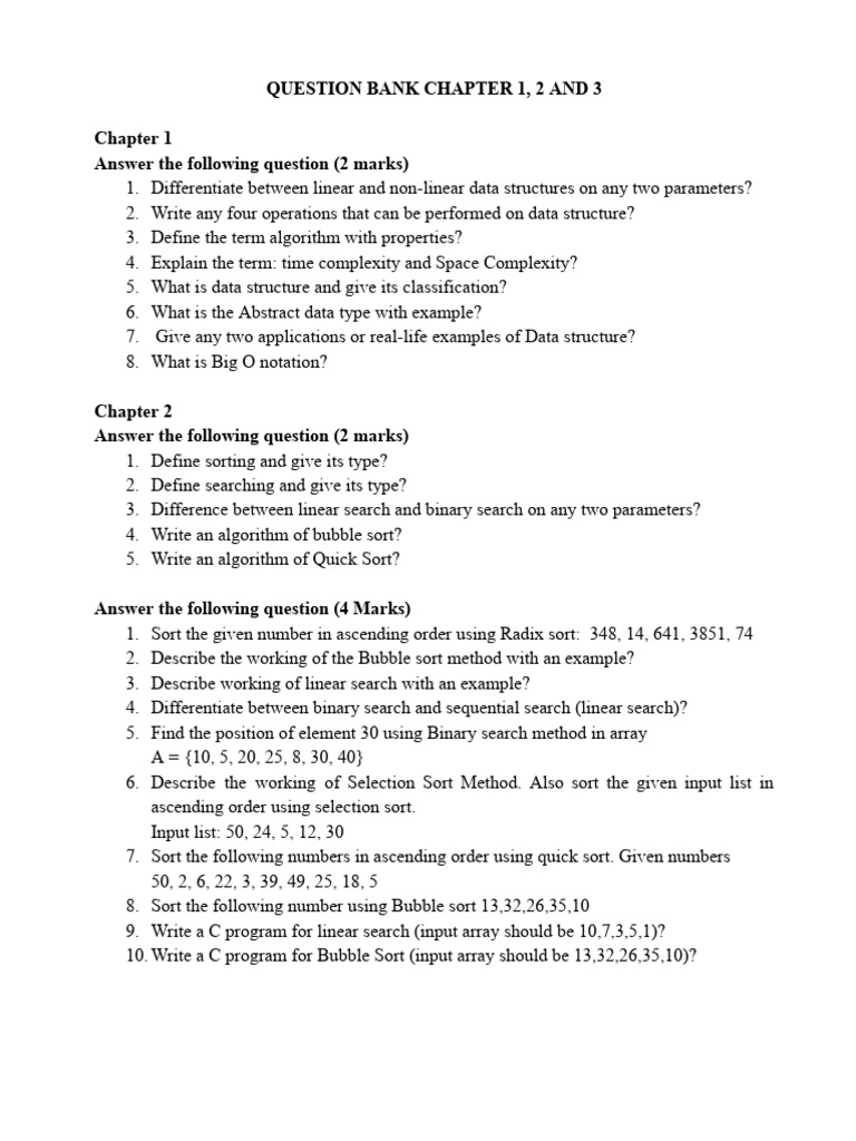 Important Data Structure Questions | PDF