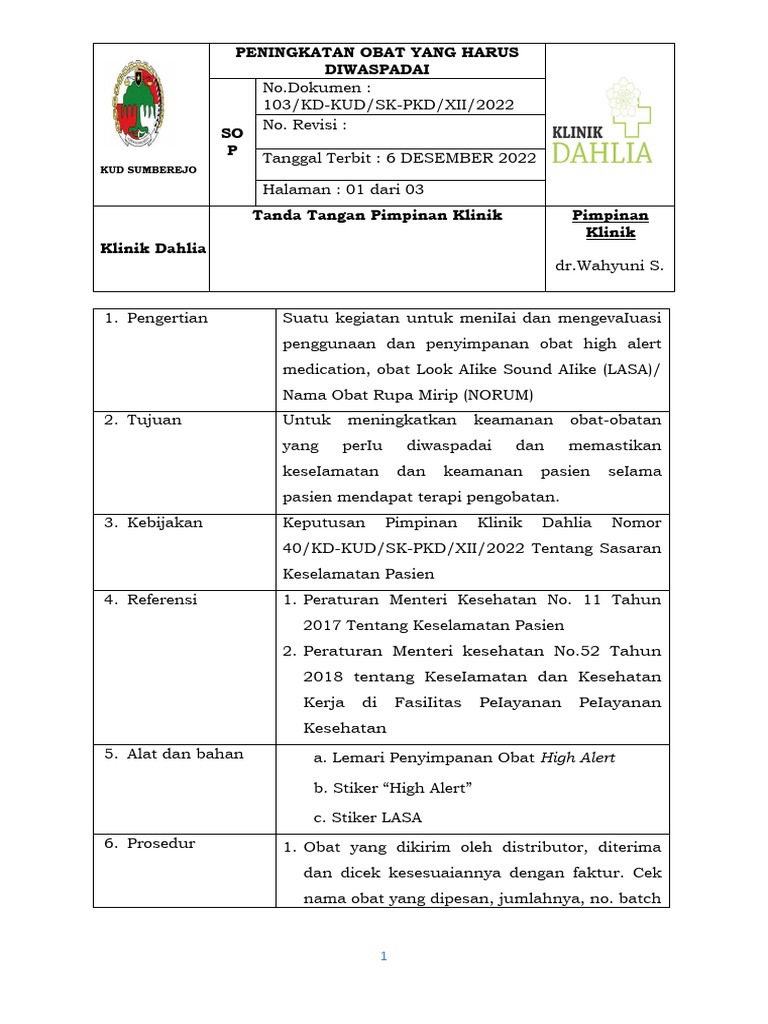 Ep.3 SKP 3 .SPO - PANDUAN MENINGKATKAN OBAT-OBAT YANG HARUS DIWASPADAI | PDF