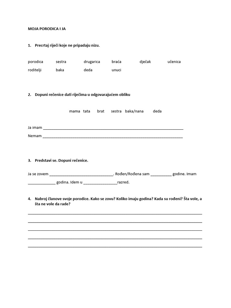 Moja Okolina II Razred - Porodica | PDF