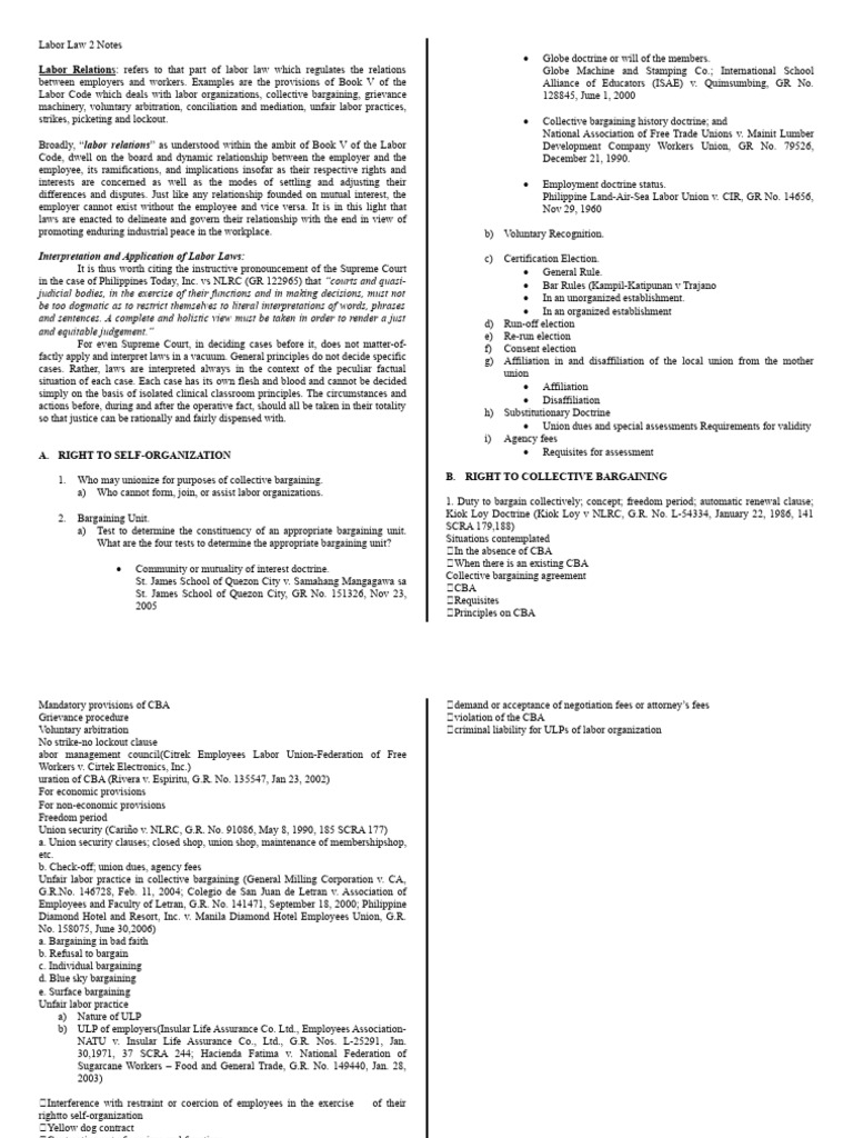 Labor Law 2 - My Personal Notes | PDF | Labour Law | Collective Bargaining