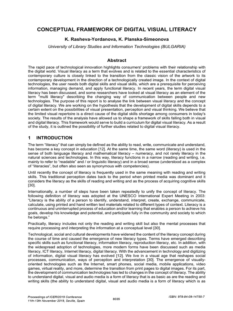 Conceptual Framework of Digital Visual Literacy | PDF | Literacy | Information
