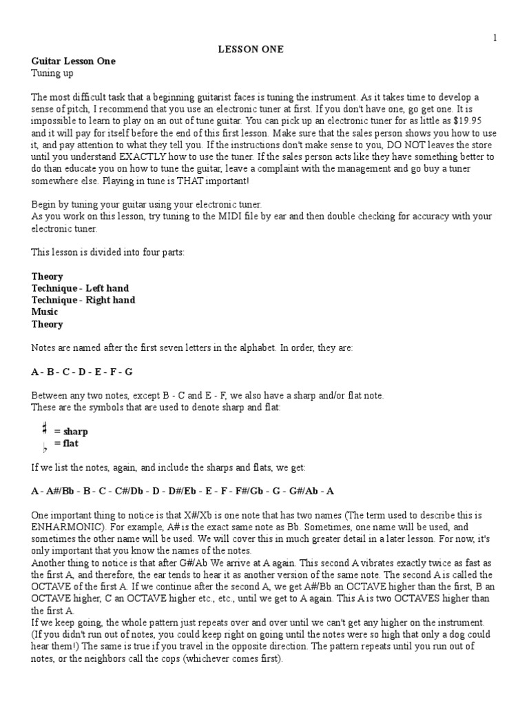 Guitar Lesson | PDF | String Instruments | Guitars