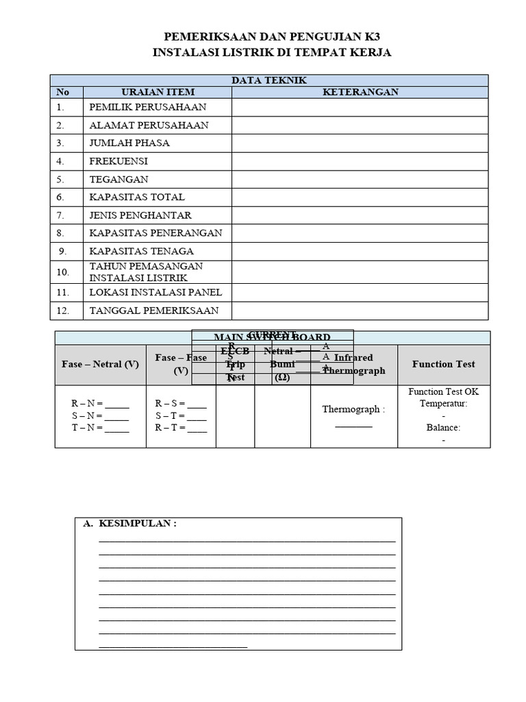 Ceklis Instalasi Listrik | PDF
