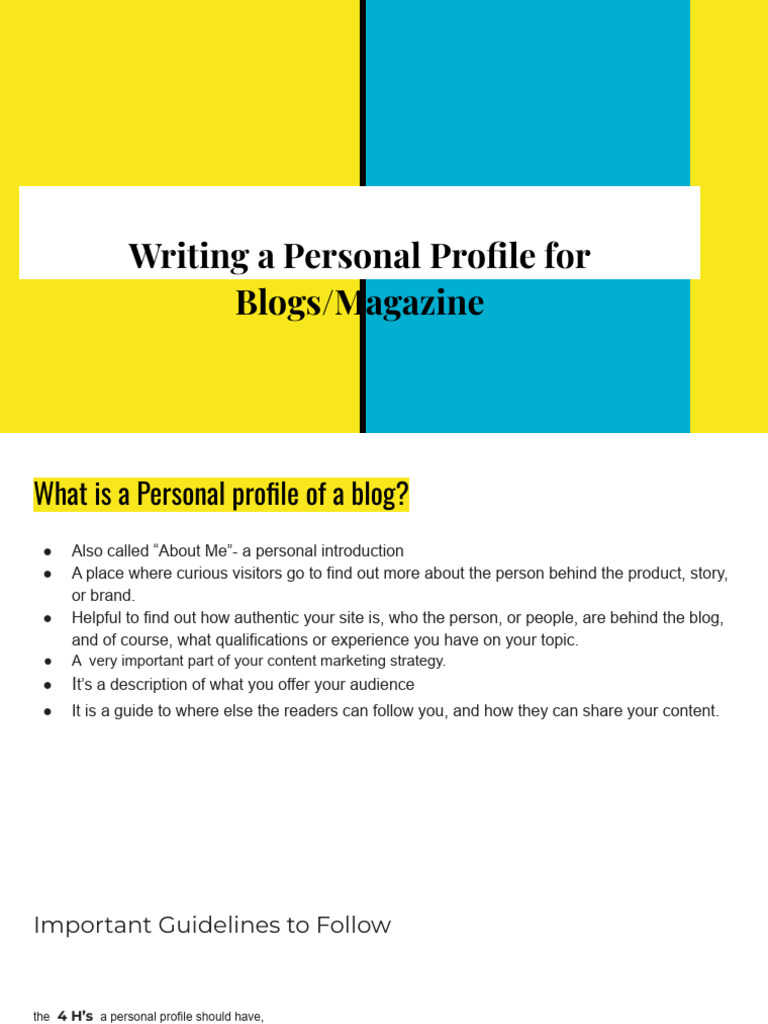 Writing A Personal Profile For Blogs - Magazine 2 | PDF | Communication ...