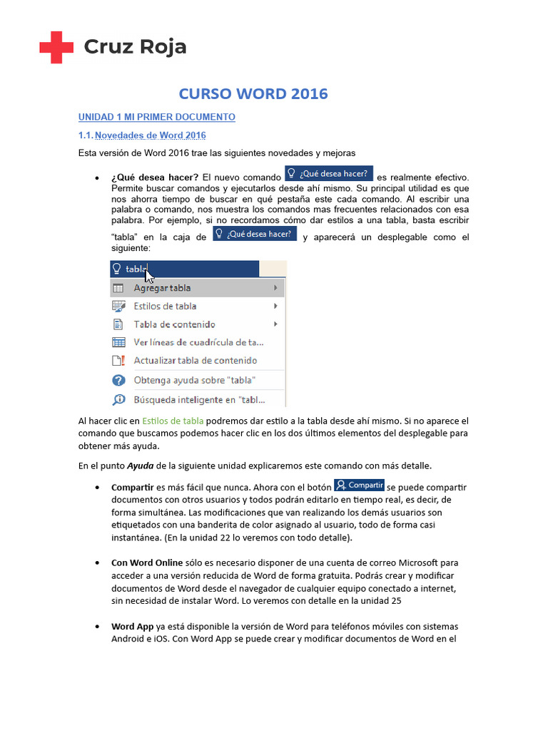 Curso Word 2016 | PDF | Microsoft Word | Aplicación movil