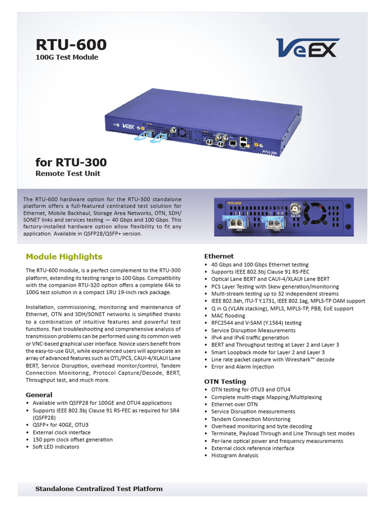 For RTU-300: 100G Test Module | PDF | I Pv6 | Computer Network