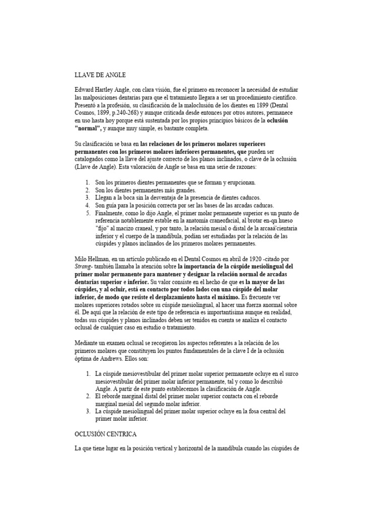 Clasificación de Angle en Oclusión Dental | PDF | Dentadura postiza ...