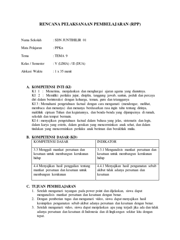 RPP PKN Dan LMBR Observasi | PDF