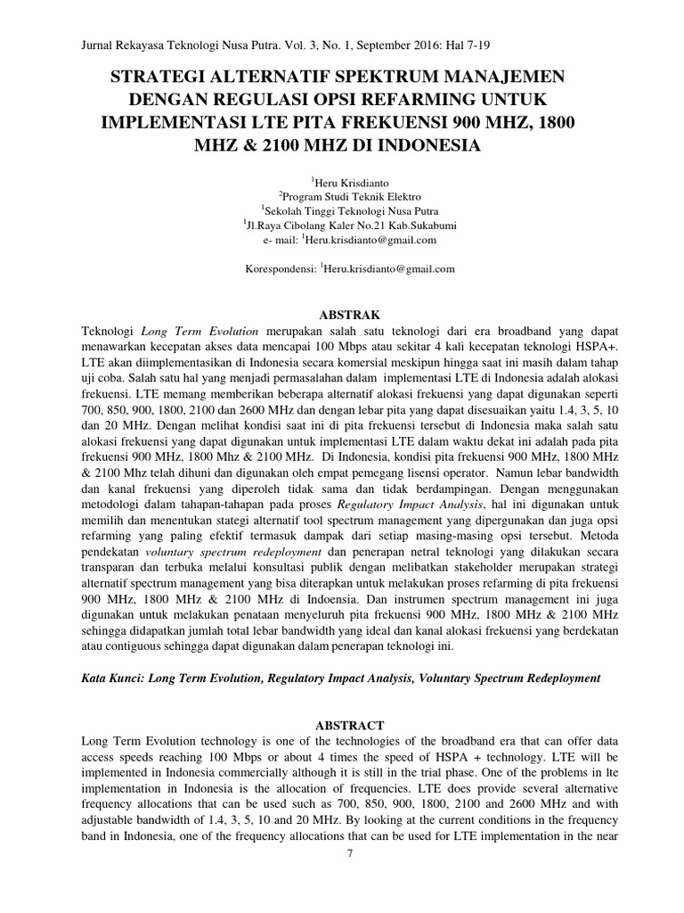 Strategi Alternatif Spektrum Manajemen Dengan Regulasi Opsi Refarming ...