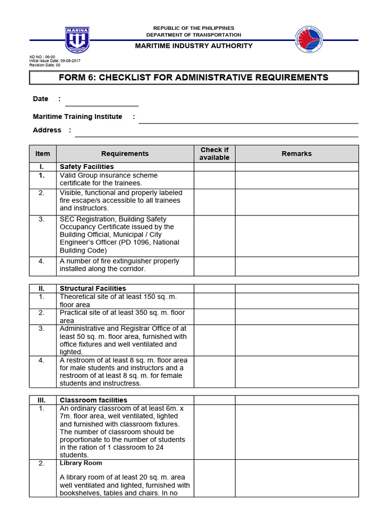 6 FORM 6 Checklist For Administrative Requirements | PDF | Libraries