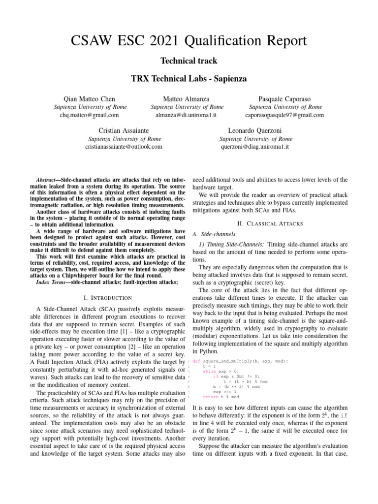 TRX Technical Labs CSAW ESC 2021 Qualification Report | PDF ...