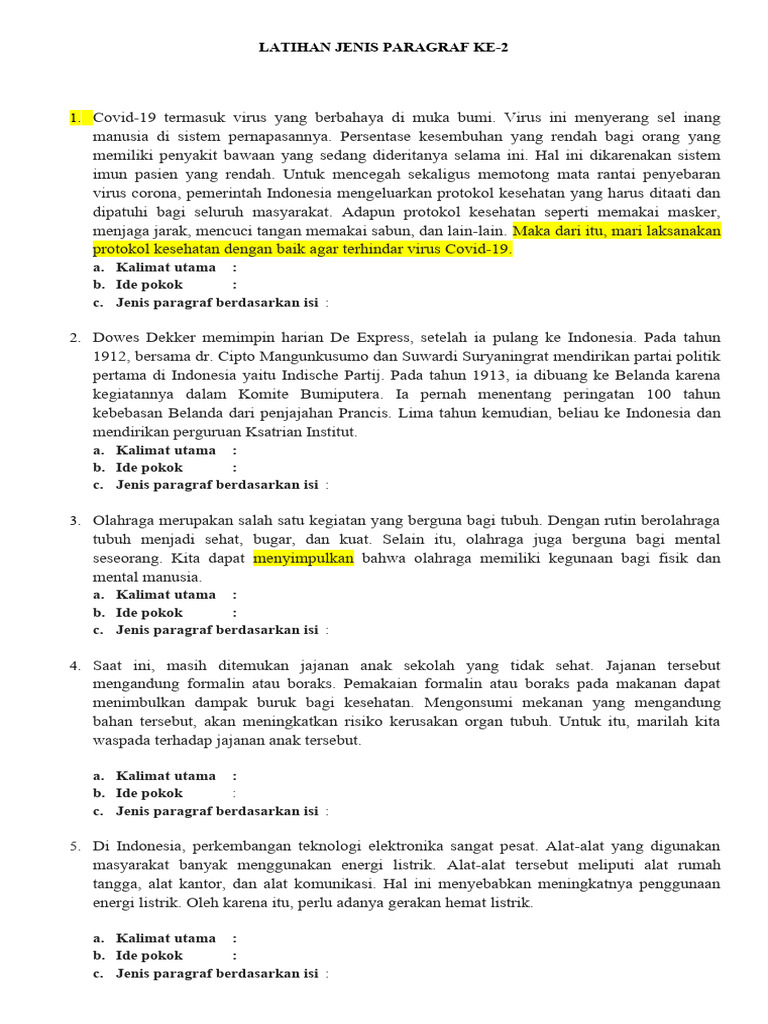 Latihan Paragraf 2 | PDF