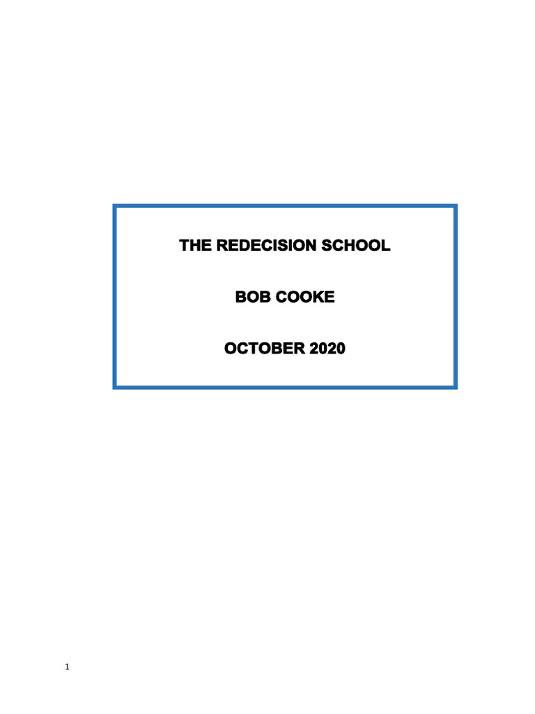 THE REDECISION APPROACH Bob Cooke Oct 2020 | PDF | Psychotherapy ...