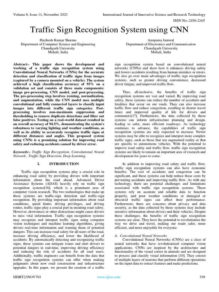 Traffic Sign Recognition System Using Cnn Pdf Dynamic Web Page