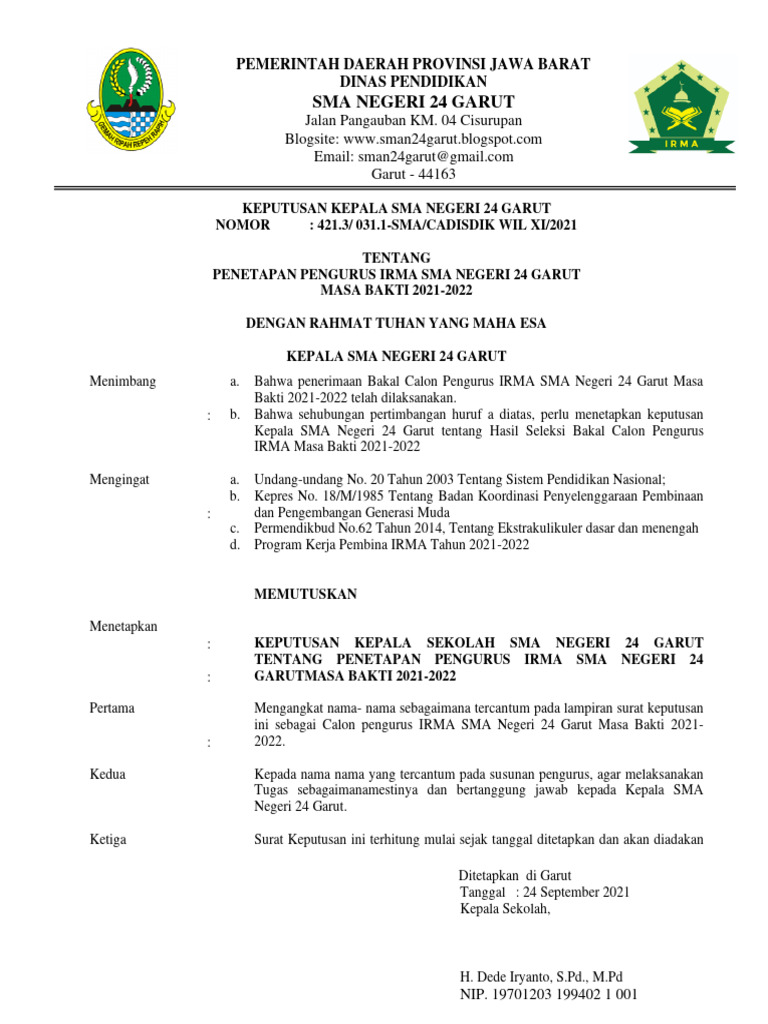 SK IRMA 2021-2022 Asli | PDF