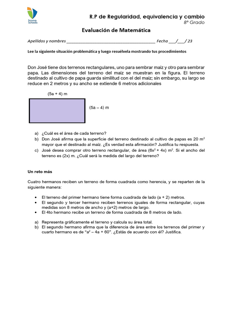 Evaluacin Resuelve Problemas de Regularidad Equivalencia y Cambio | PDF