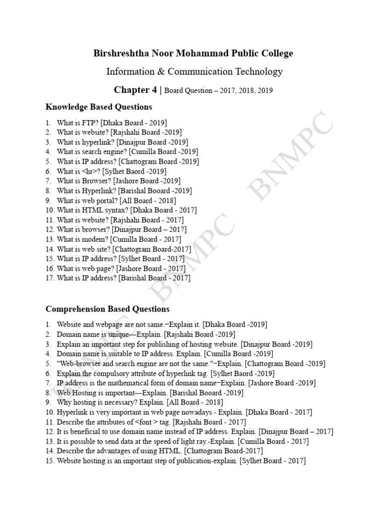 ICT Notes Class 12 | PDF | Websites | Dynamic Web Page