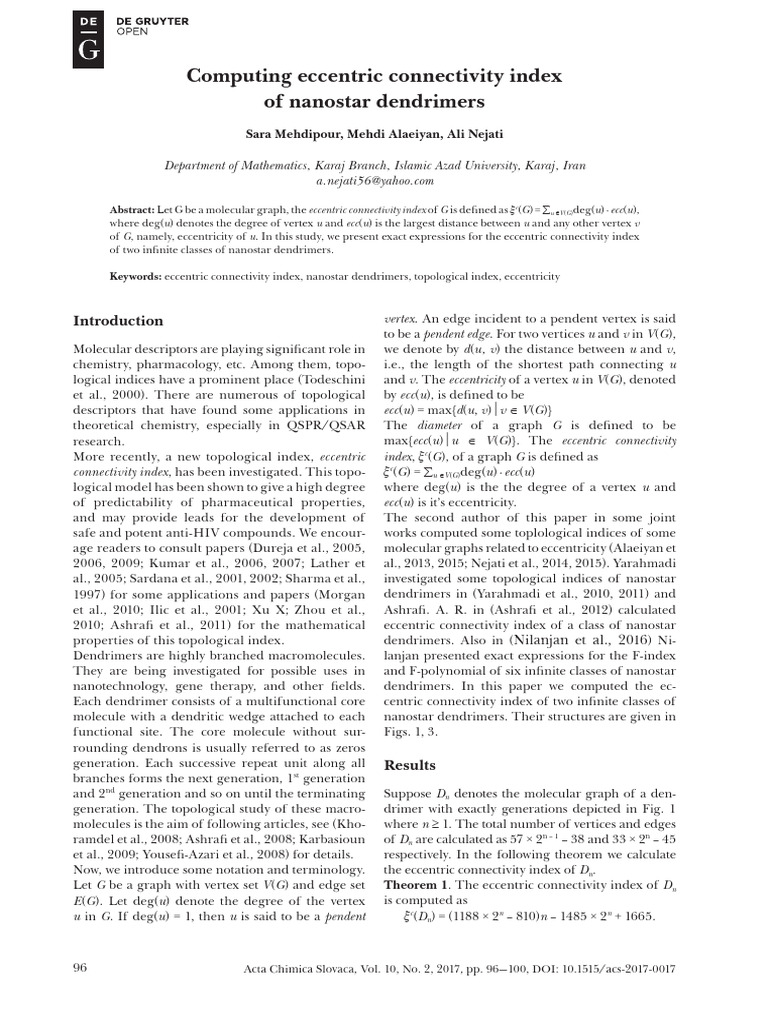 Eccentric Connectivity Index of Dendrimers (Acta Chimica Slovaca 2017 ... Eccentric Connectivity Index of Dendrimers (Acta Chimica Slovaca 2017 ...