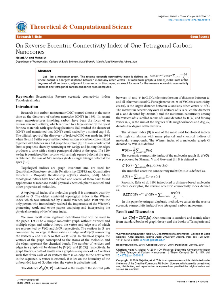 On Reverse Eccentric Connectivity Index of One Tetragonal Carbon ... On Reverse Eccentric Connectivity Index of One Tetragonal Carbon ...