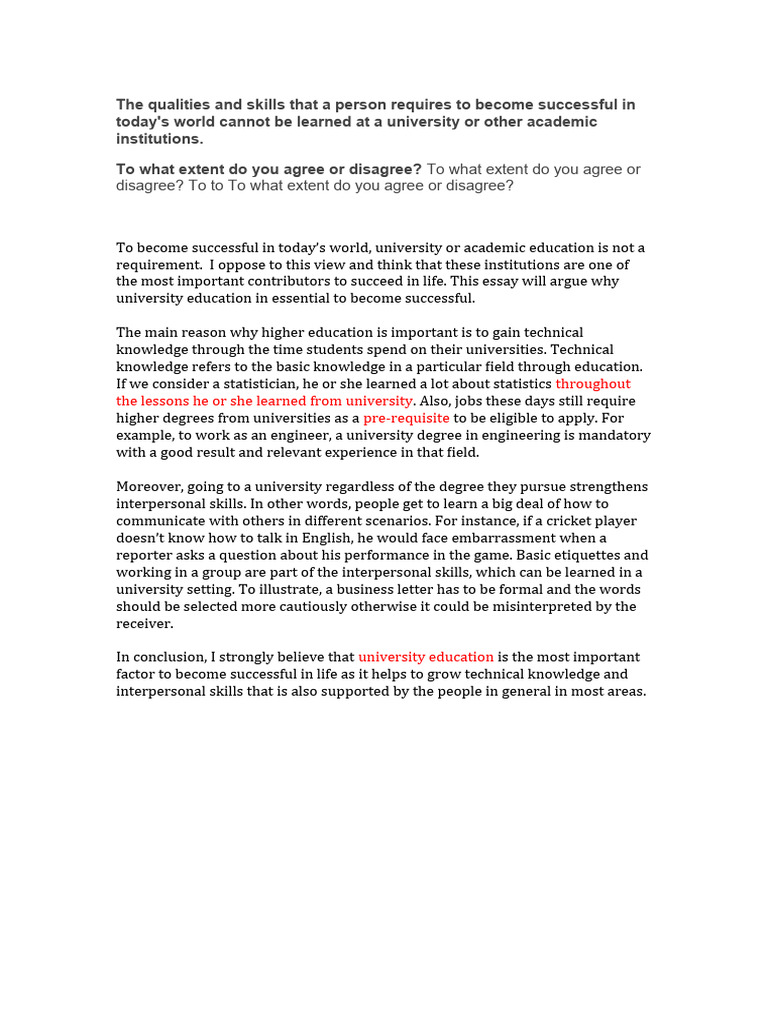 Agree Disagree Ielts Essay Pdf Career Growth
