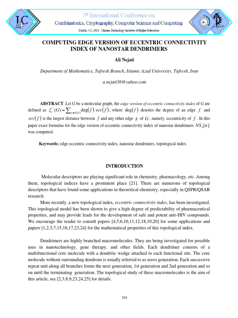 Computing Edge Version of Eccentric Connectivity - Ns - 5 (N) | PDF | Graph Theory ...