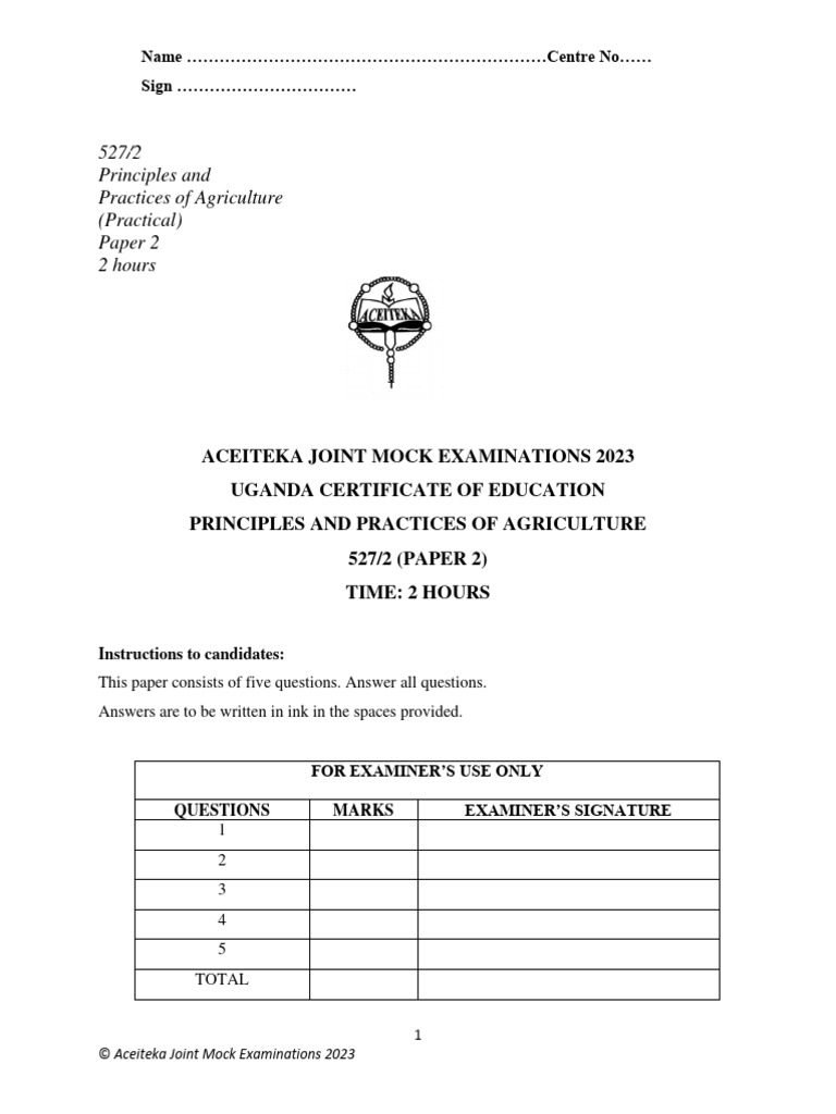 Ac11eb40 5d3e 48ff b191 782a552b964a S4 Aceiteka 2023 Agriculture P2 | PDF