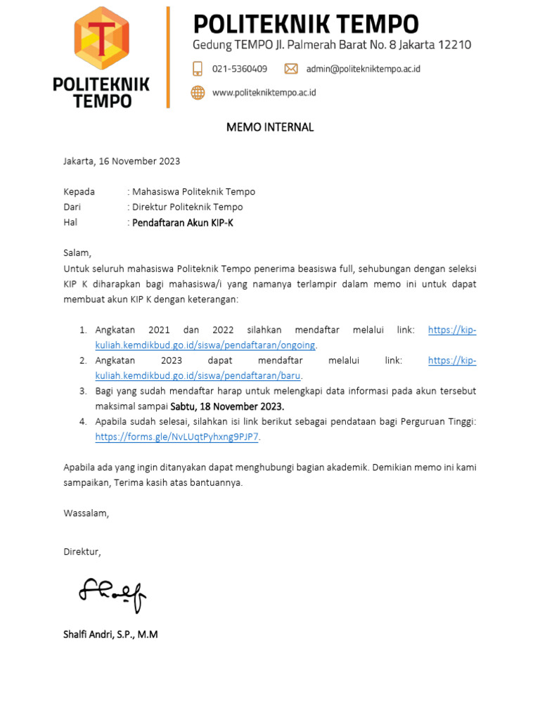 Memo Mahasiswa - KIP K Skema BP | PDF | Gaya Hidup