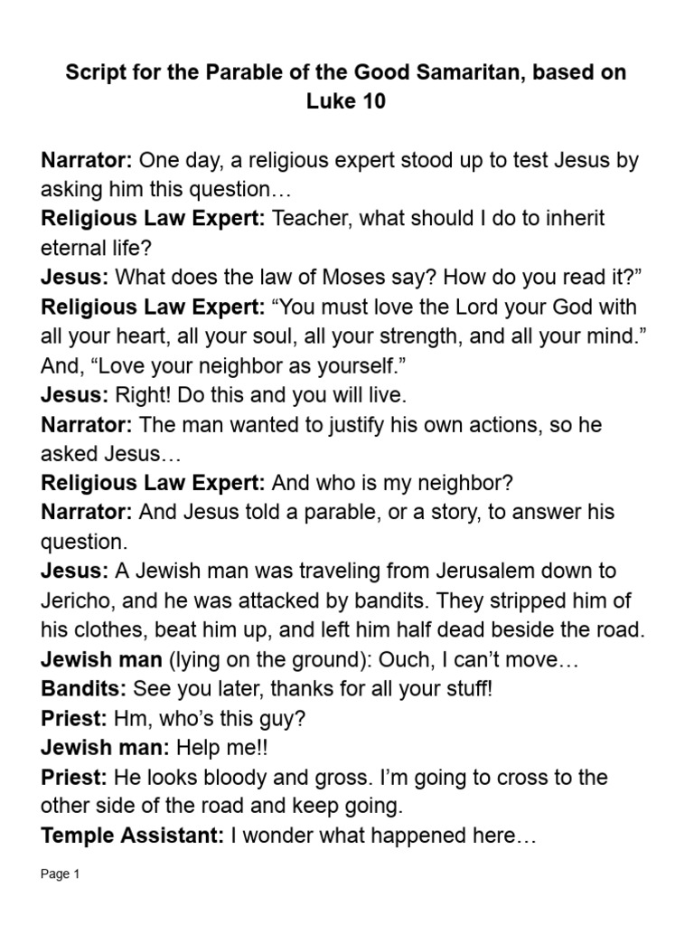Good Samaritan Script - 593 | PDF