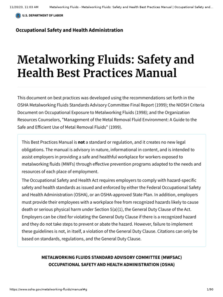 Metalworking Fluids - Metalworking Fluids - Safety and Health Best ...