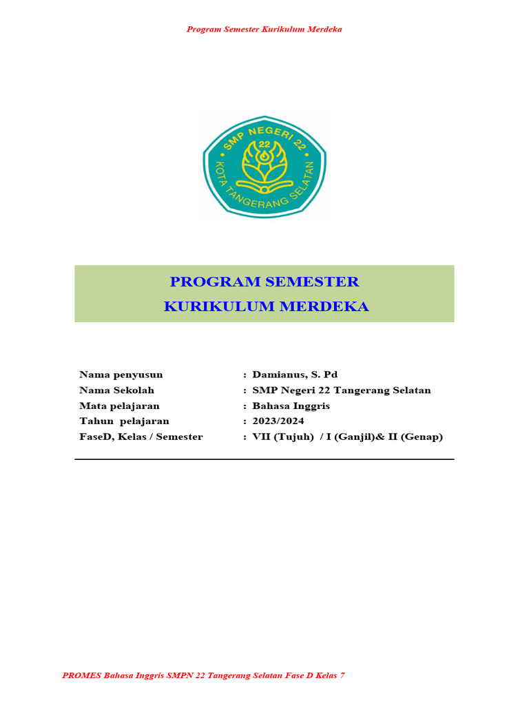 PROMES Kurikulum Merdeka | PDF