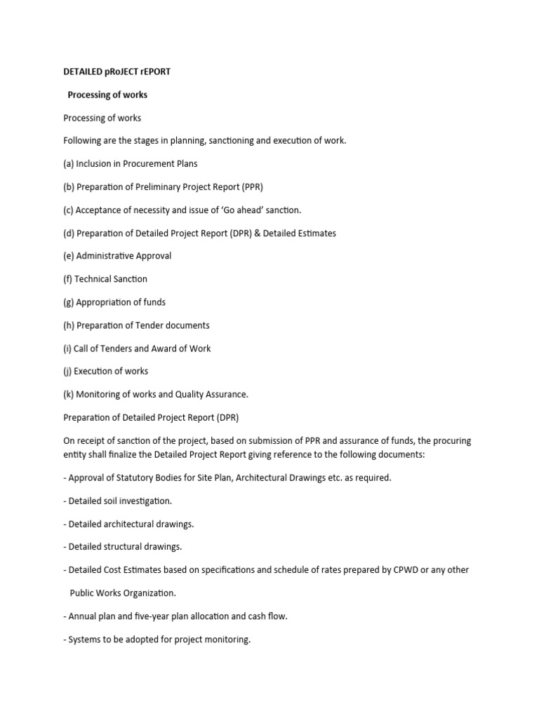 DETAILED PRoJECT REPORT PDF Road Surface Procurement