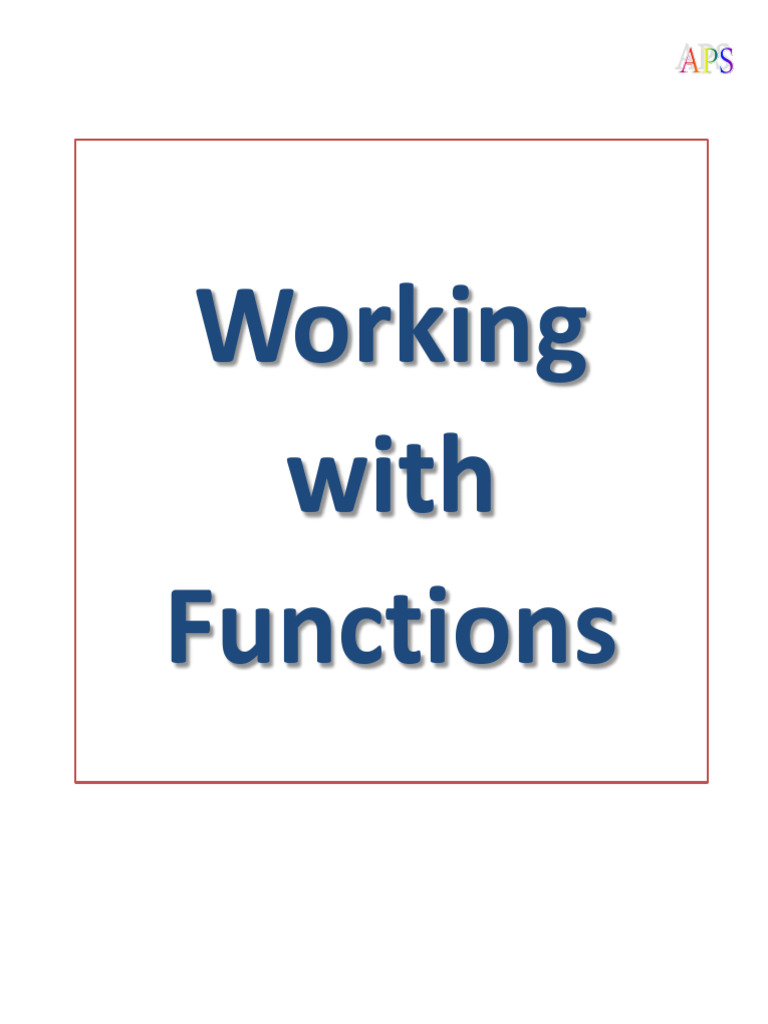 Working With Functions Pdf Parameter Computer Programming Computer Program 