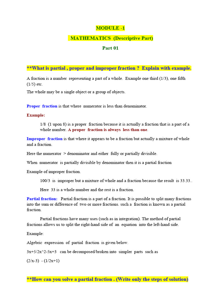 01 Theory Math Bca 1ST Sem | PDF | Polynomial | Equations