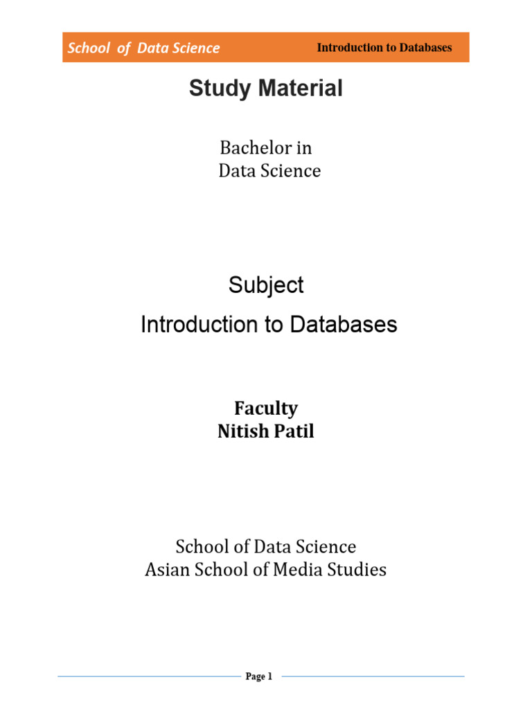 Course Pack - Introduction To Databases | PDF | Databases | Relational Database