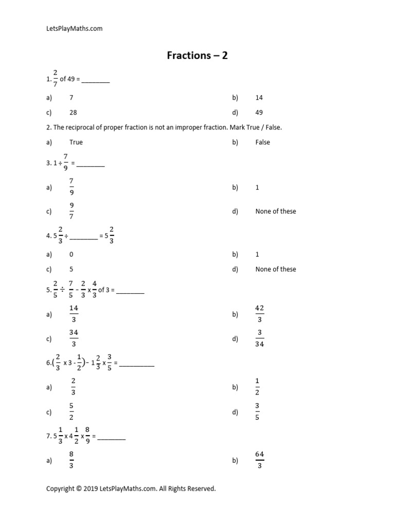 Fractions 2 | PDF