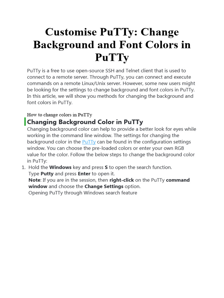 Customize Putty | PDF | Button (Computing) | Secure Shell